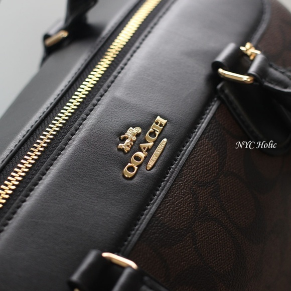 Coach | Bags | Coach F3383 Large Bennett Satchel Brown Black | Poshmark